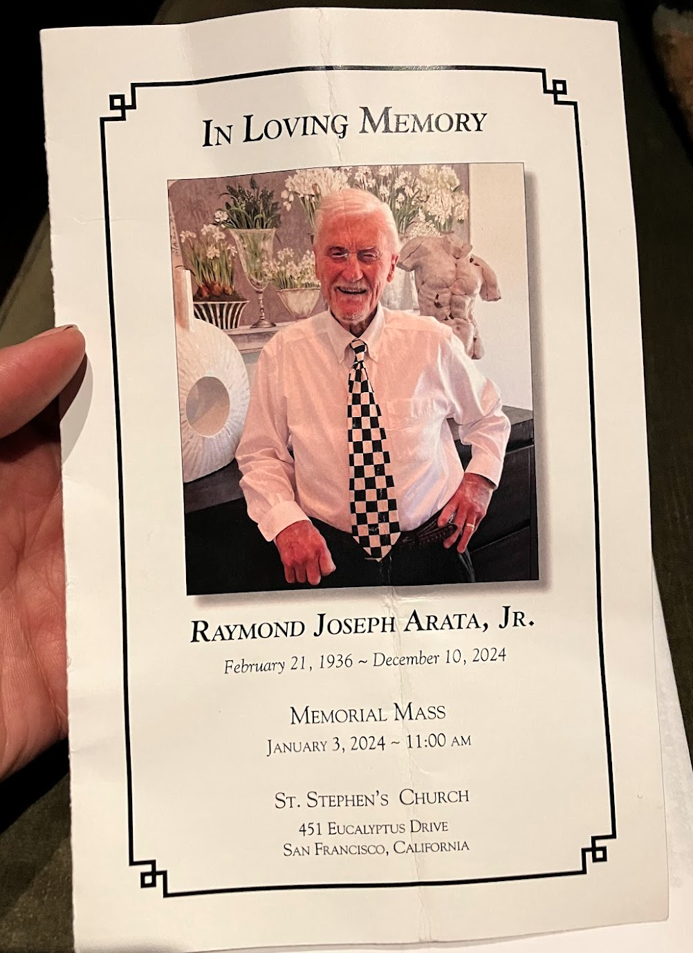 Eulogy for my Nanu: Honoring my Grandfather, Ray Arata Jr ...